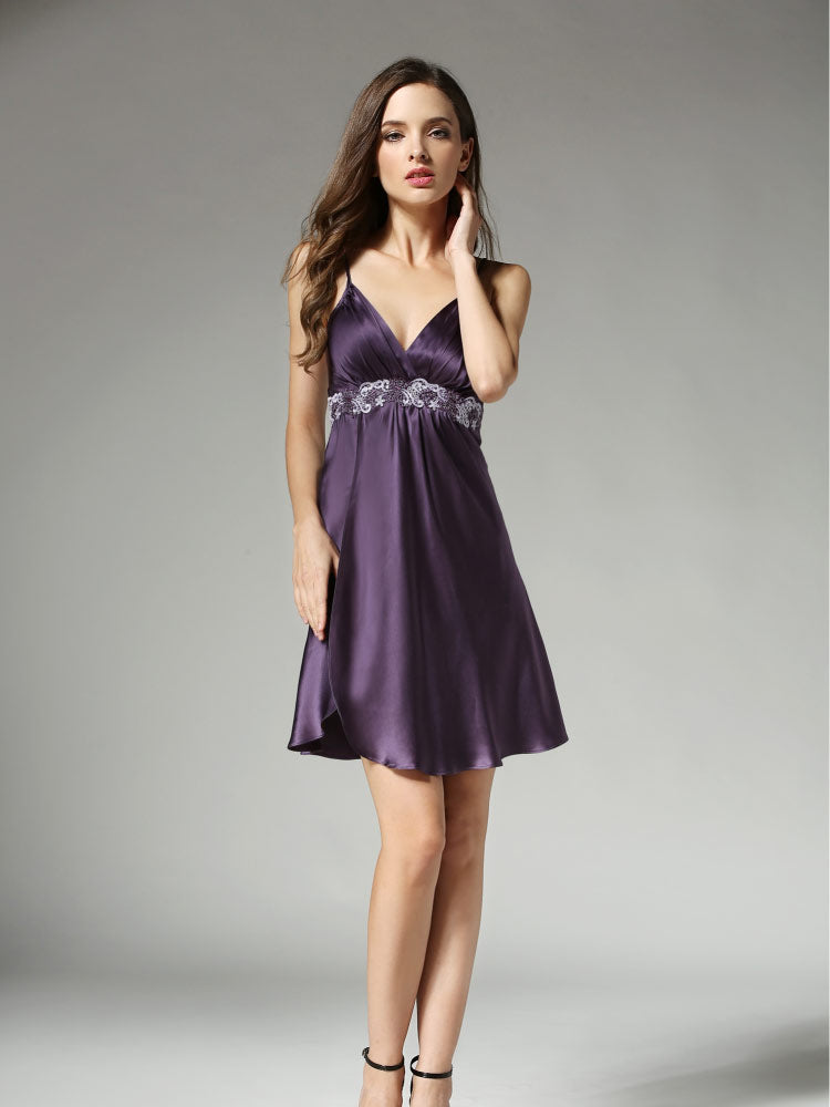 100% Mulberry Silk Camisole Lace Nightgown – Aes Studio