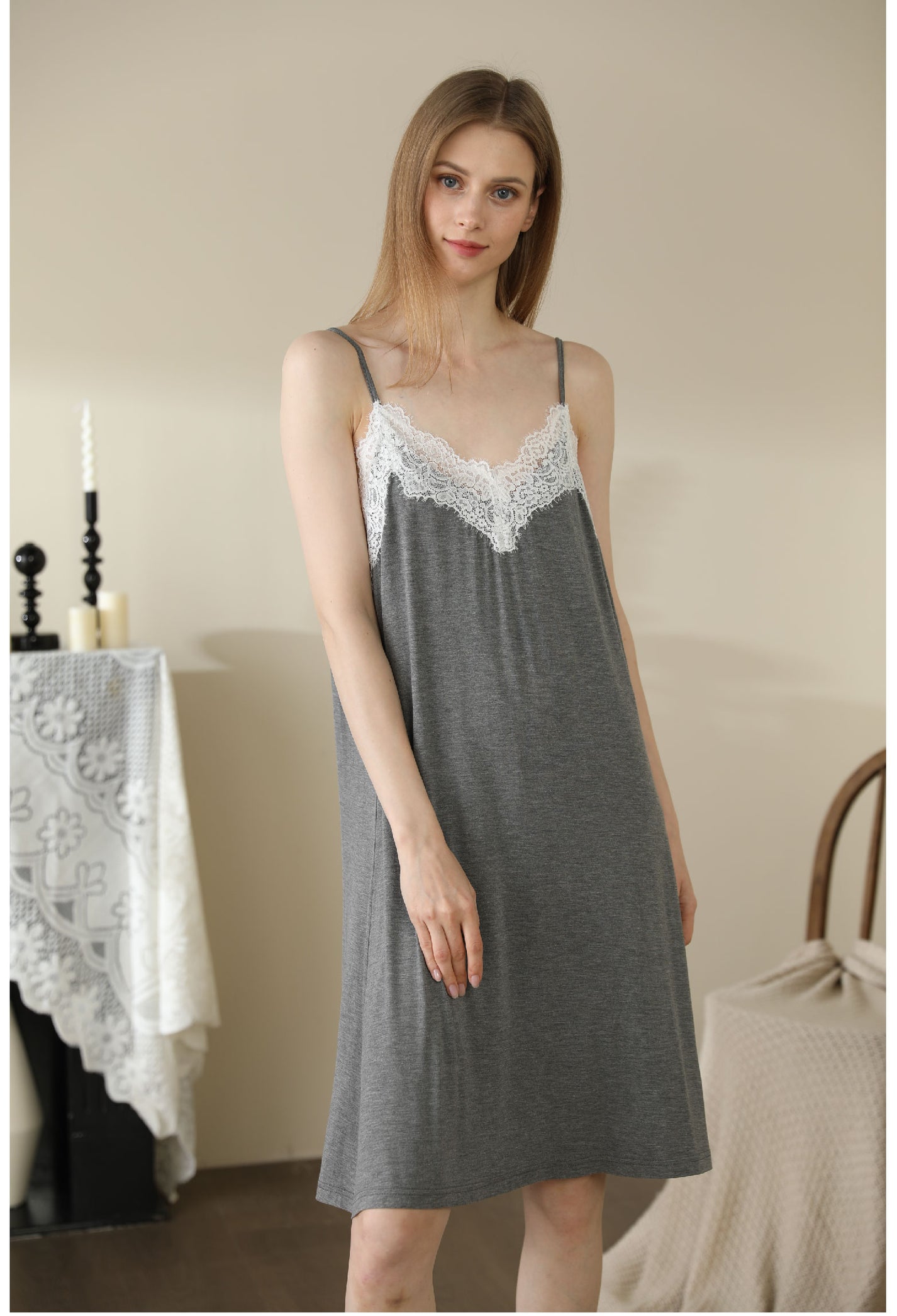 Sexy Modal Lace Camisole Nightgown – Aes Studio